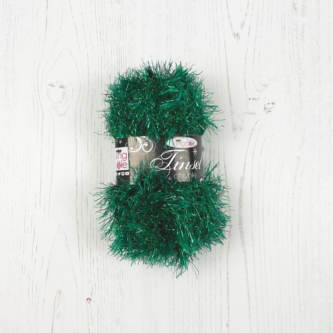Tinsel Yarn: Emerald. Green Sparkle Chunky Wool. King Cole Tinsel Bulky ...