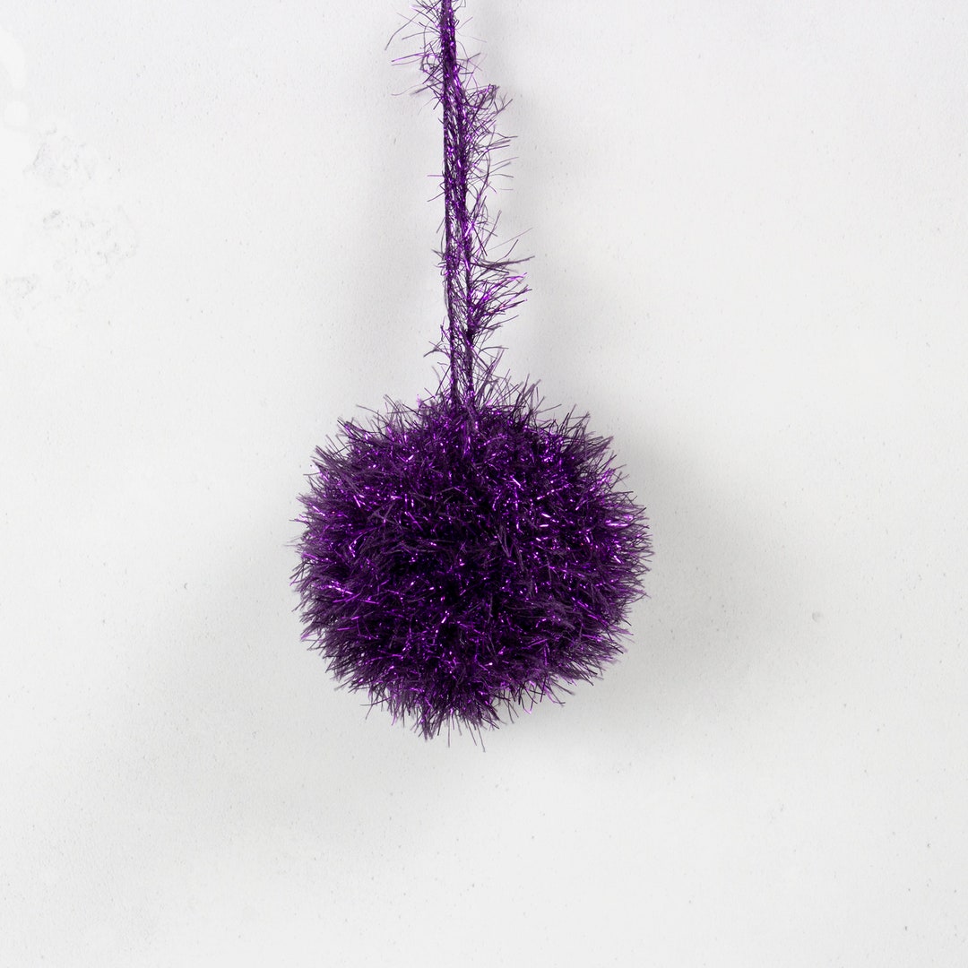 Christmas Bauble in Purple Tinsel. Medium 6.5cm Tinsel Bauble ...