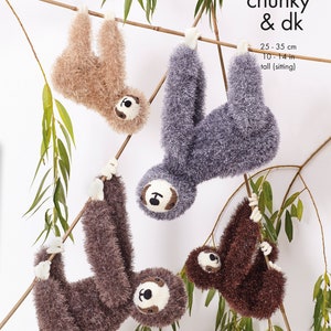 Knitting Pattern: Sloths in King Cole Tinsel Chunky Yarn. Small and ...