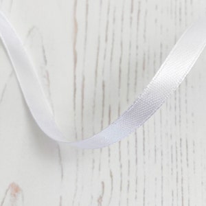 Ribbon: White Thin, Satin, Double Sided Ribbon. 6mm Wide by 1 Metre ...