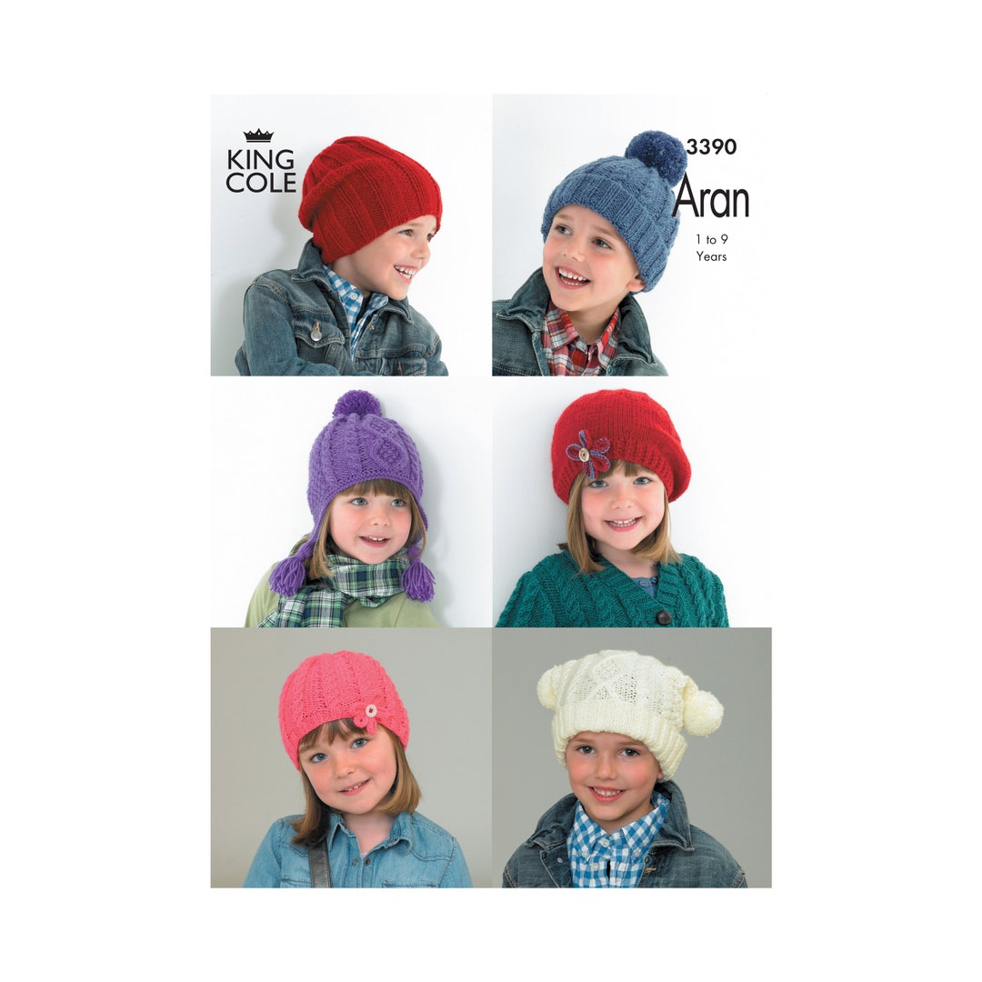 Knitting Pattern: Children's Hats in Aran Yarn. Six Designs for Boys ...