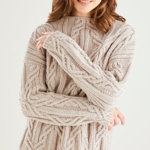Knitting Pattern: Aran Sweater. Ladies Aran Sweater in Hayfield Bonus ...