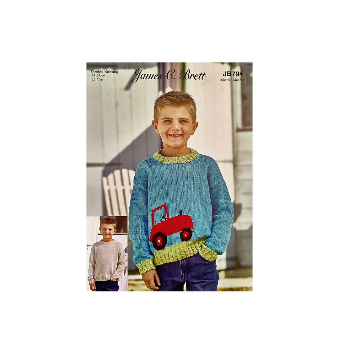 Tractor Sweater Knitting Pattern: Kids Cotton Jumper (sizes 22-30in) - Etsy