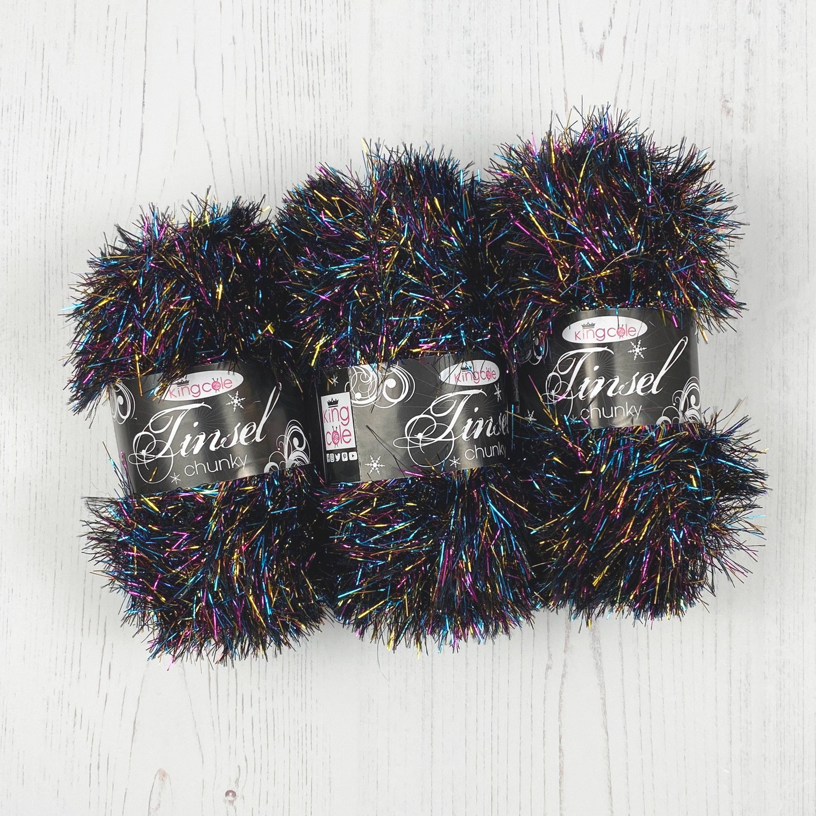 Tinsel Yarn: Circus. Tinsel Chunky Sparkle Yarn in Black With | Etsy