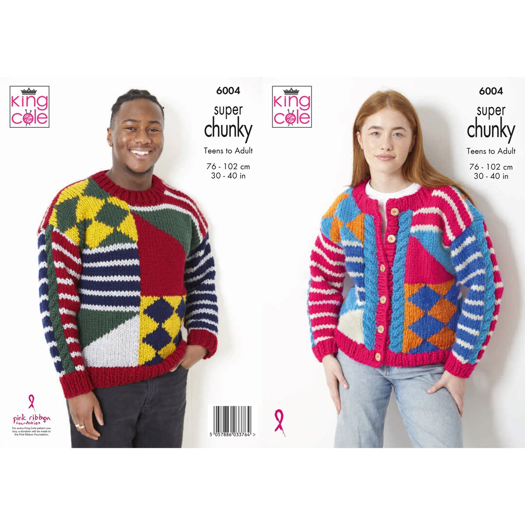 Super Chunky Sweater & Cardigan Knitting Pattern: Multi-color Unisex ...