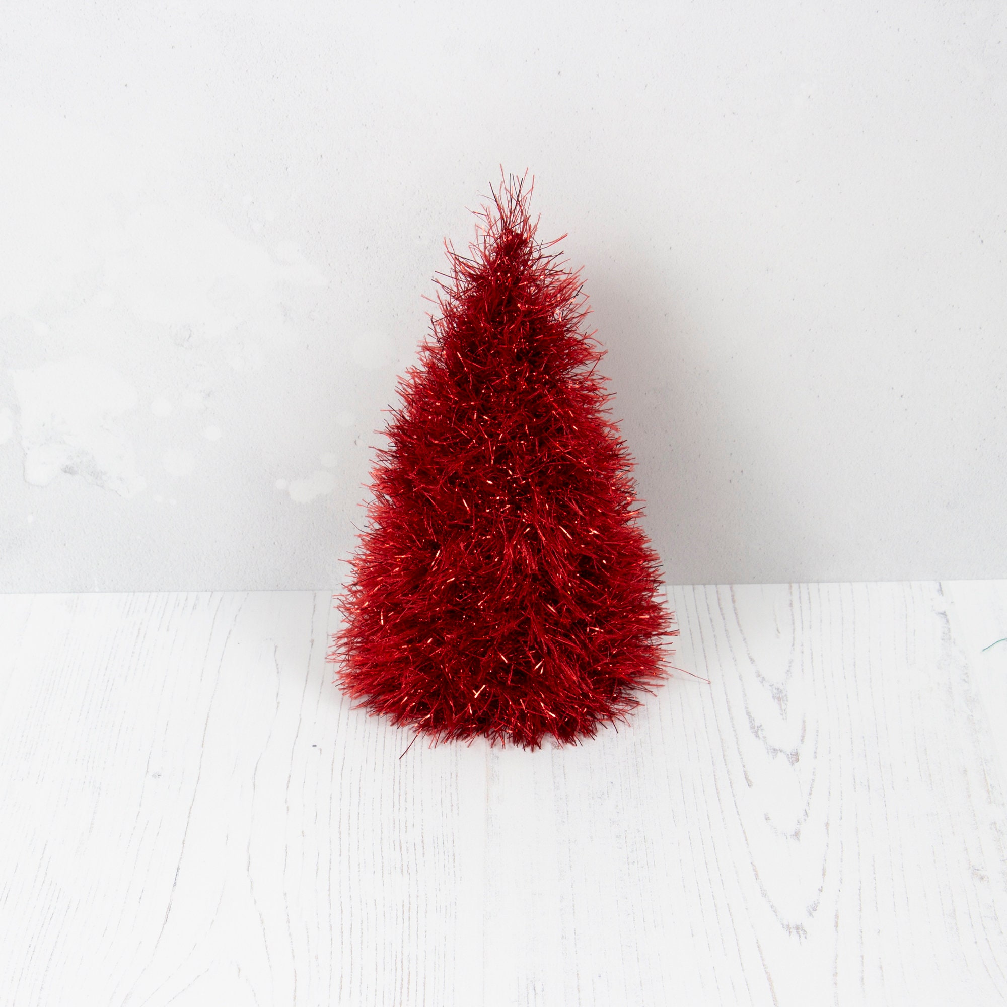 Mini Christmas Tree Decoration in Red Tinsel 15cm High. Hand - Etsy UK