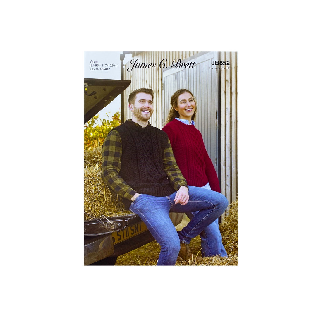 NEW Knitting Pattern: Aran Sweater and Slipover for Adults. Men and ...