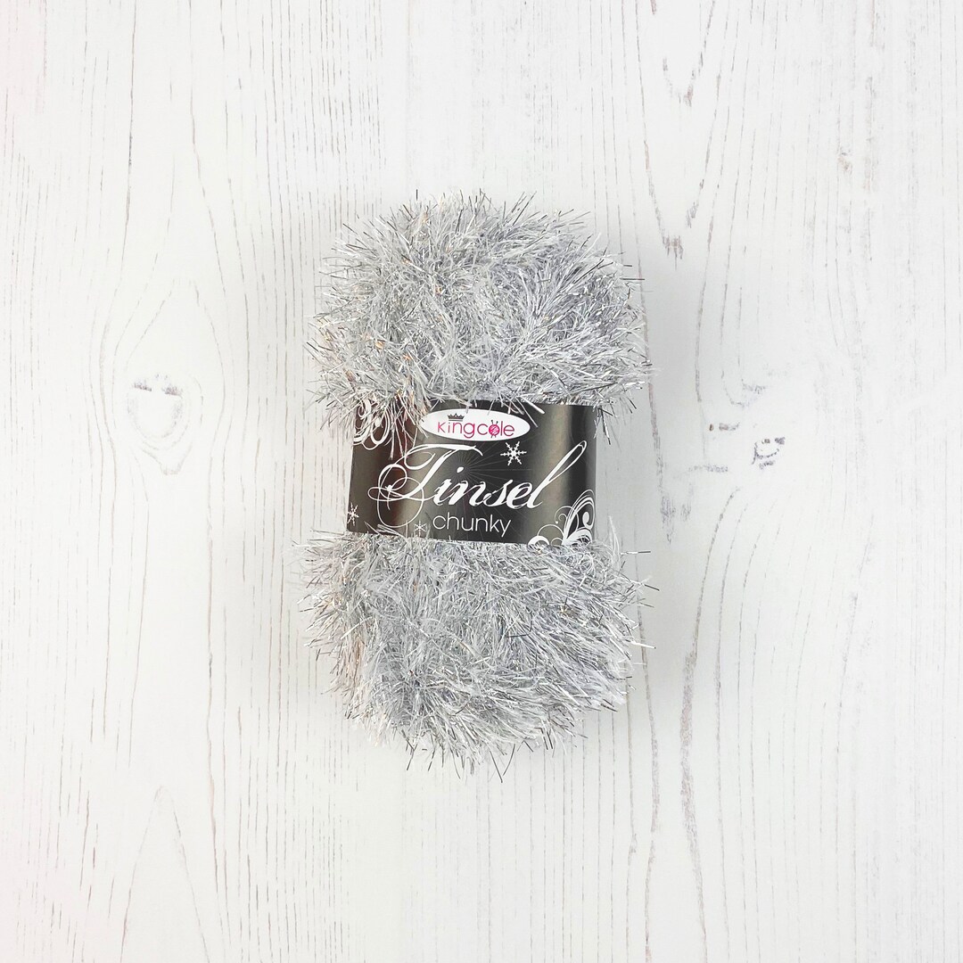 Tinsel Yarn: Silver Sparkle Christmas Wool. King Cole Tinsel Bulky Yarn ...