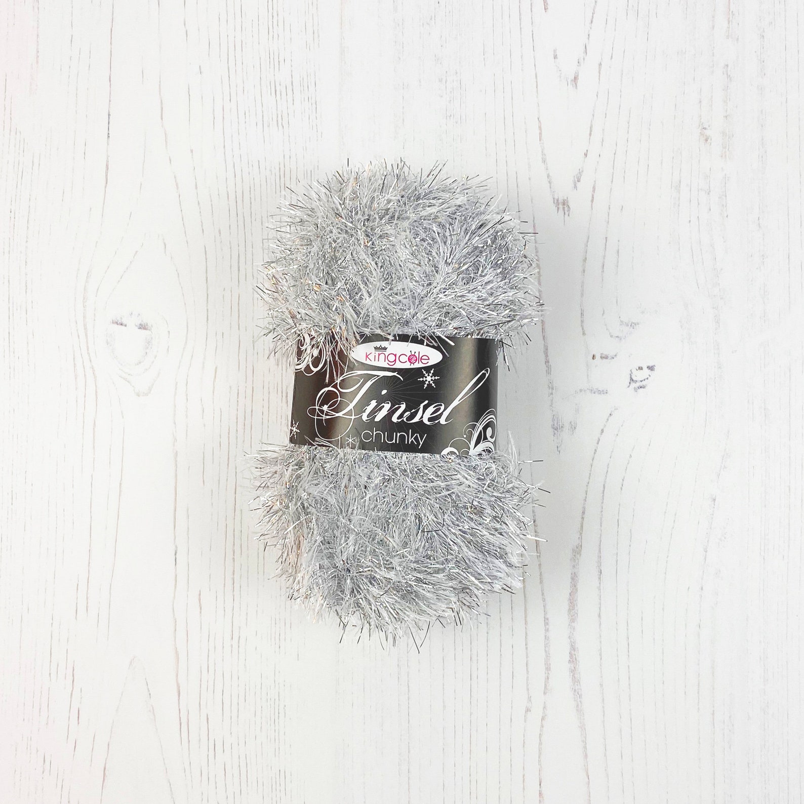 Tinsel Yarn: Silver Sparkle Christmas Wool. King Cole Tinsel Bulky Yarn ...