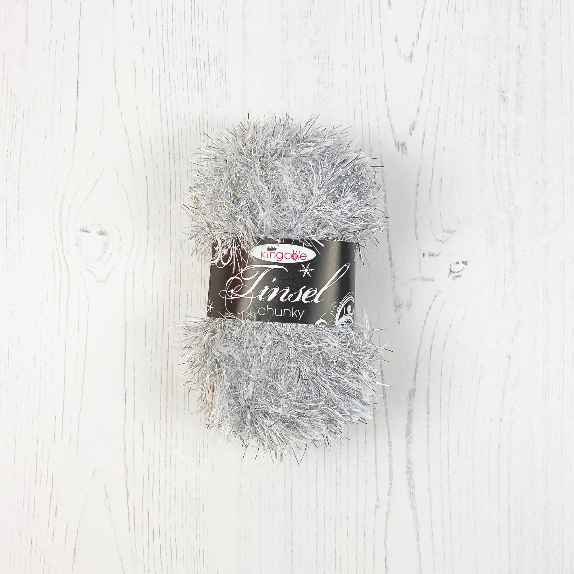 Tinsel Yarn: Silver Sparkle Christmas Wool. King Cole Tinsel Bulky Yarn ...