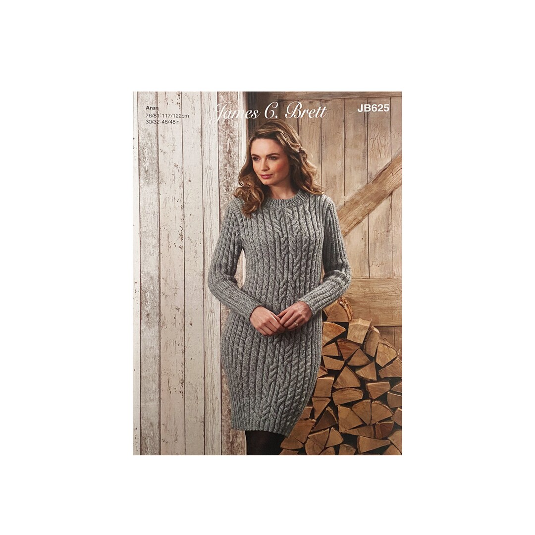 Knitting Pattern Aran Dress And Sweater Ladies Dress And Jumper In