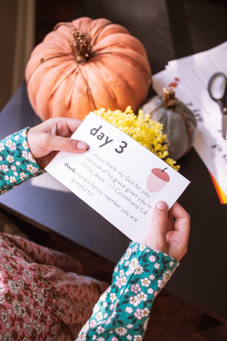 30 Days of Thanksgiving Printable Card Set: Full Bible Verse Version ...
