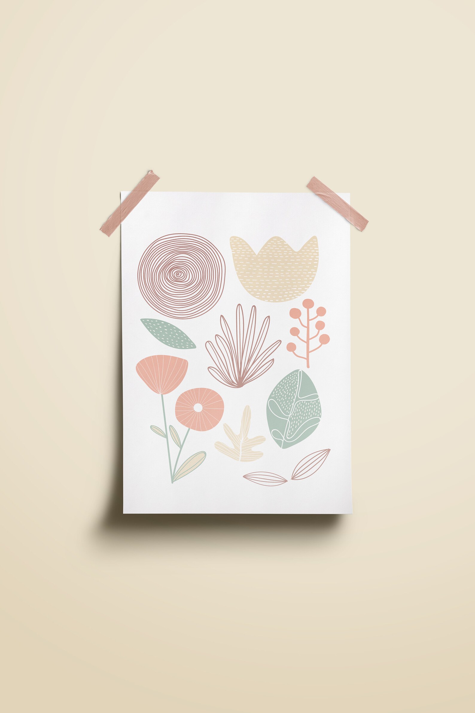 Pastel Scandi Botanical Vertical Print Digital Download - Etsy