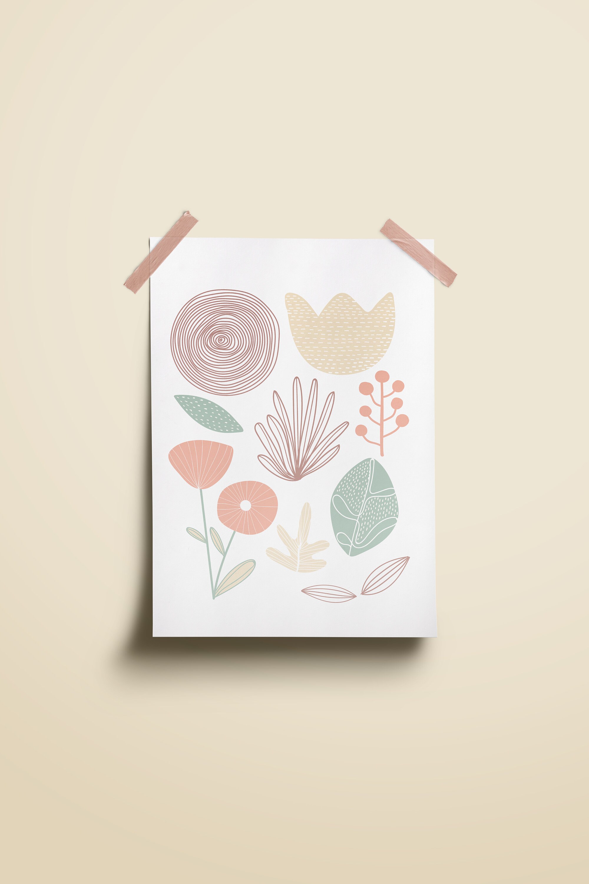 Pastel Scandi Botanical Vertical Print | Digital Download | Printable ...