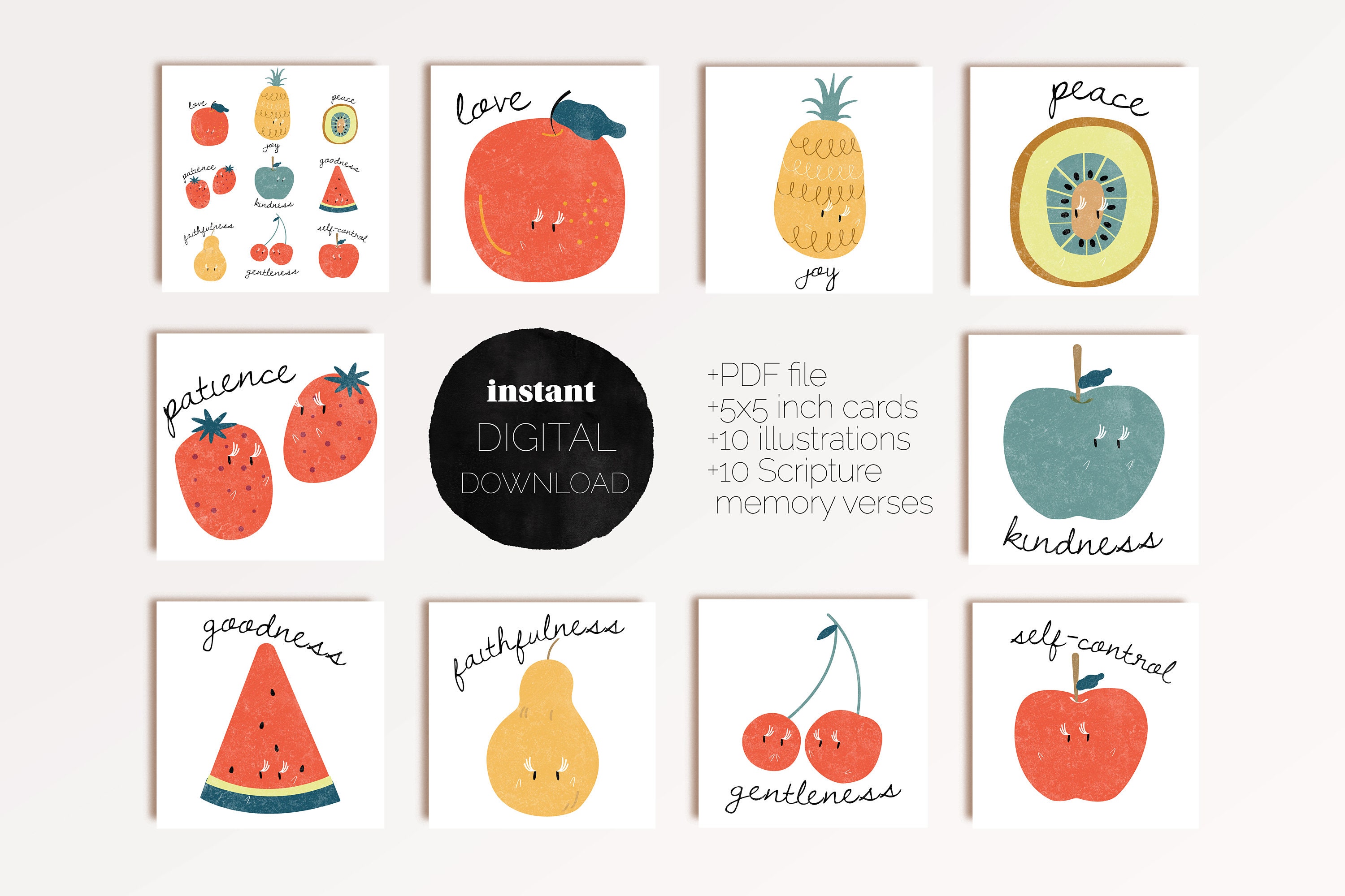 Fruit of the Spirit Scripture Memory Cards DIGITAL DOWNLOAD - Etsy