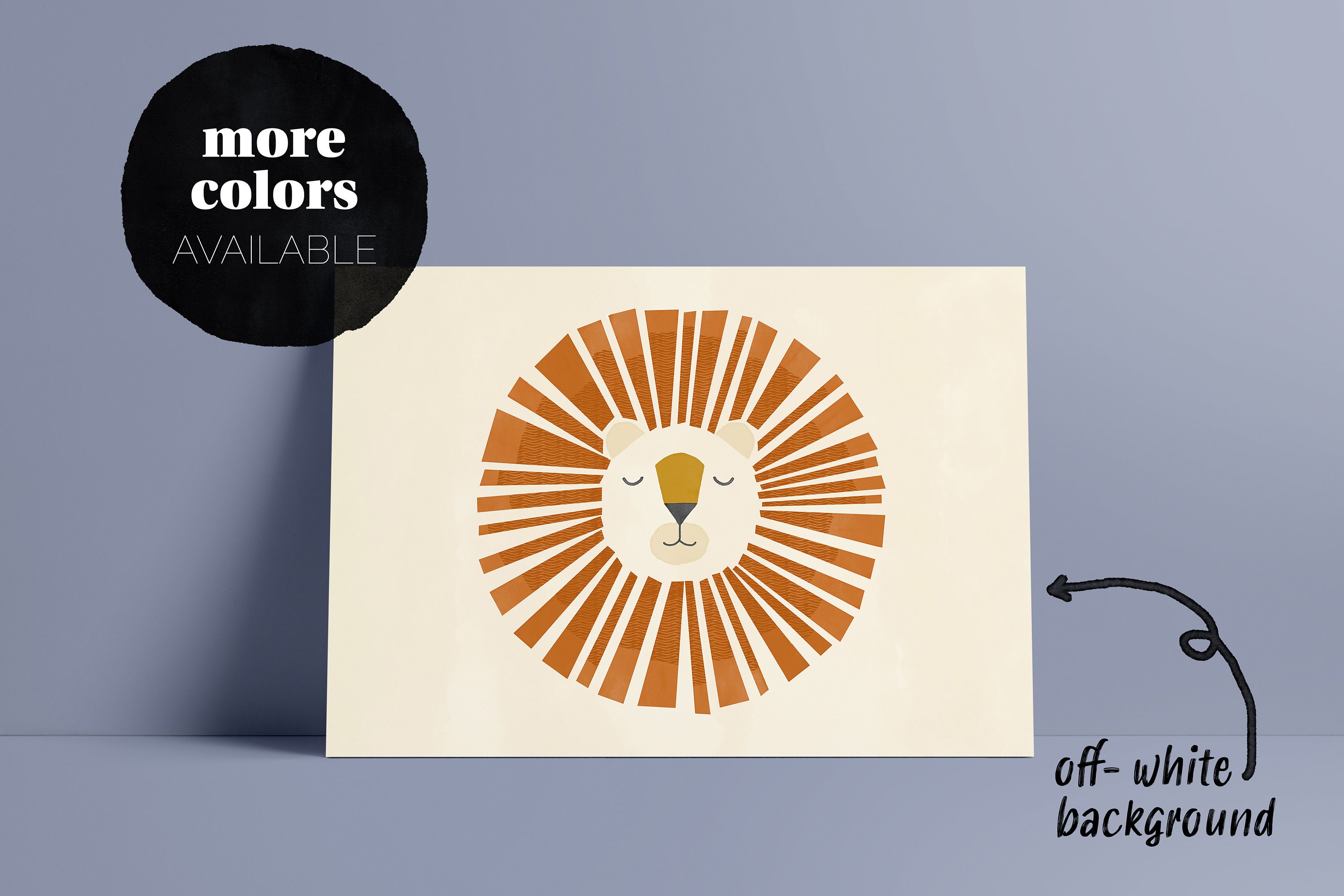 Geometric Lion Horizontal Print: White Background (digital Download ...