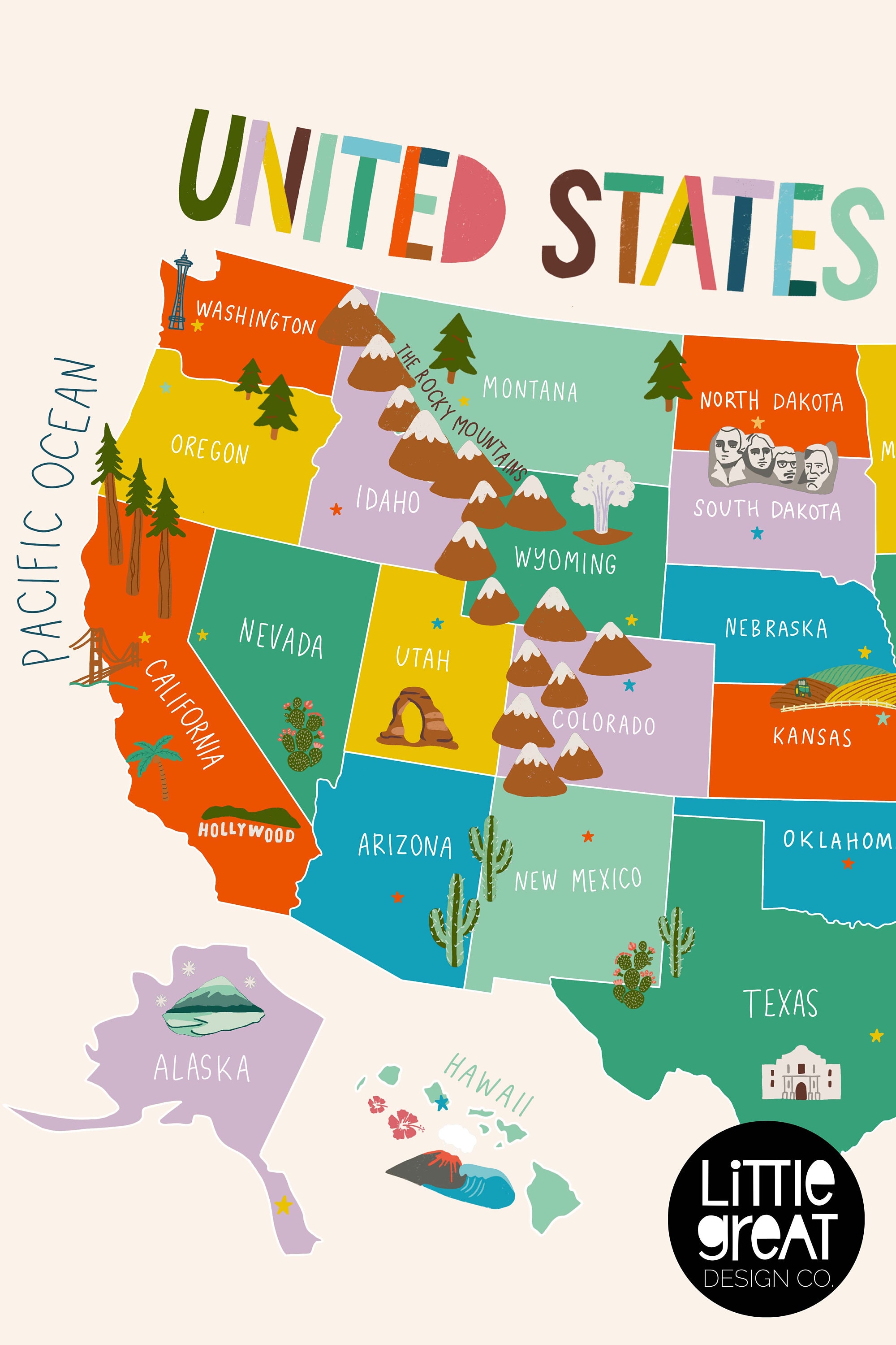 United States of America Illustrated Map Digital Download - Etsy