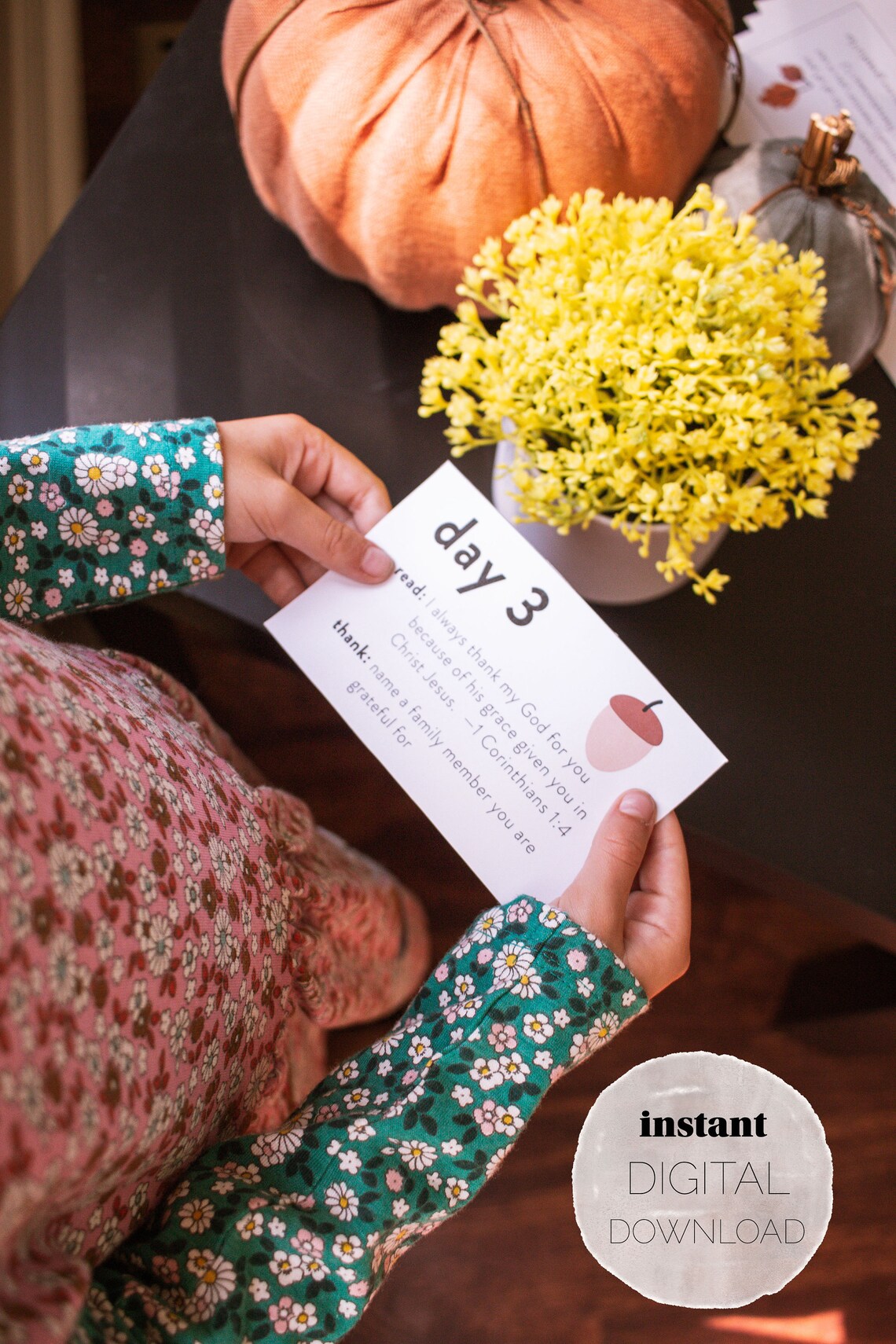 30 Days of Thanksgiving Printable Card Set: Full Bible Verse Version ...
