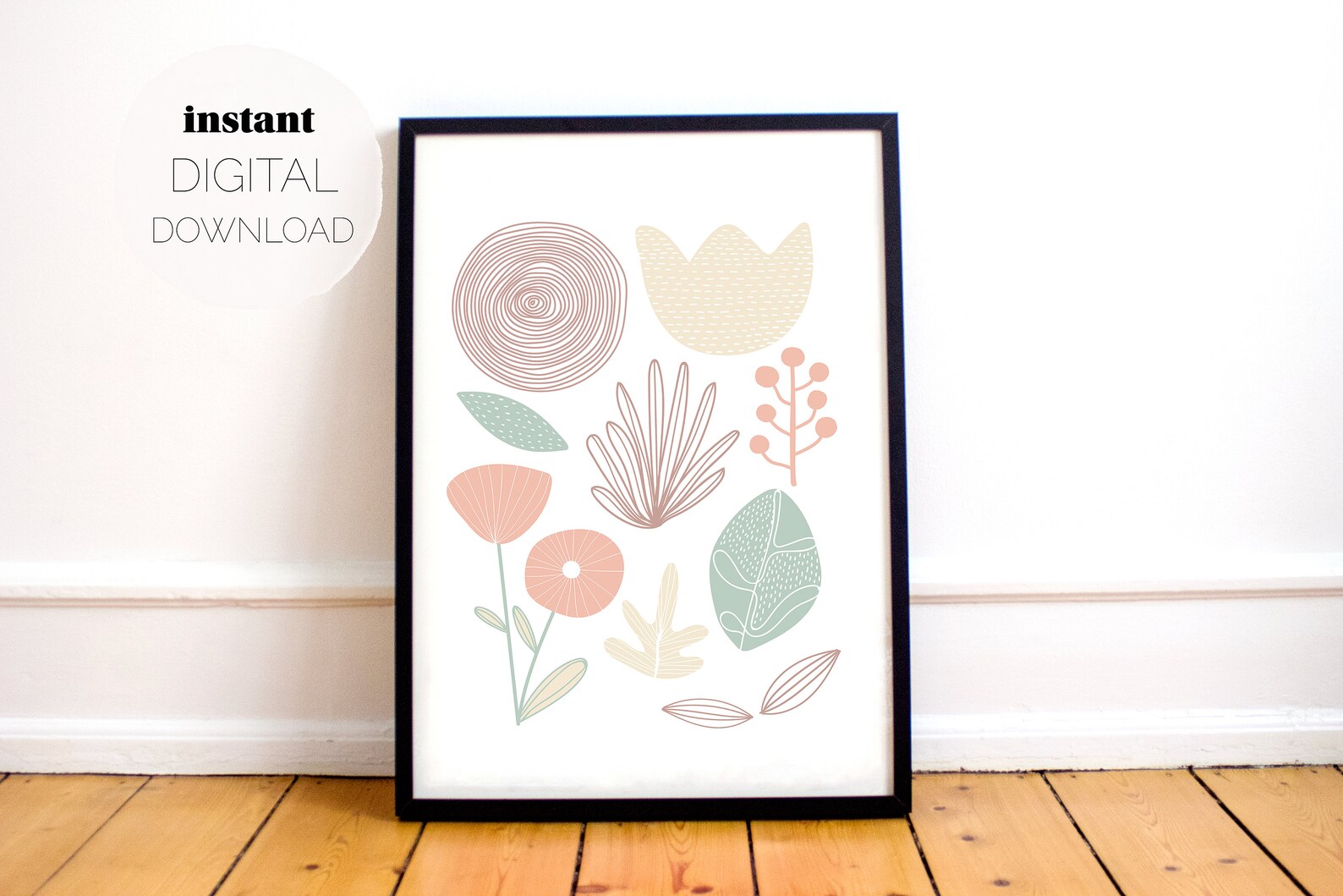 Pastel Scandi Botanical Vertical Print Digital Download Printable ...