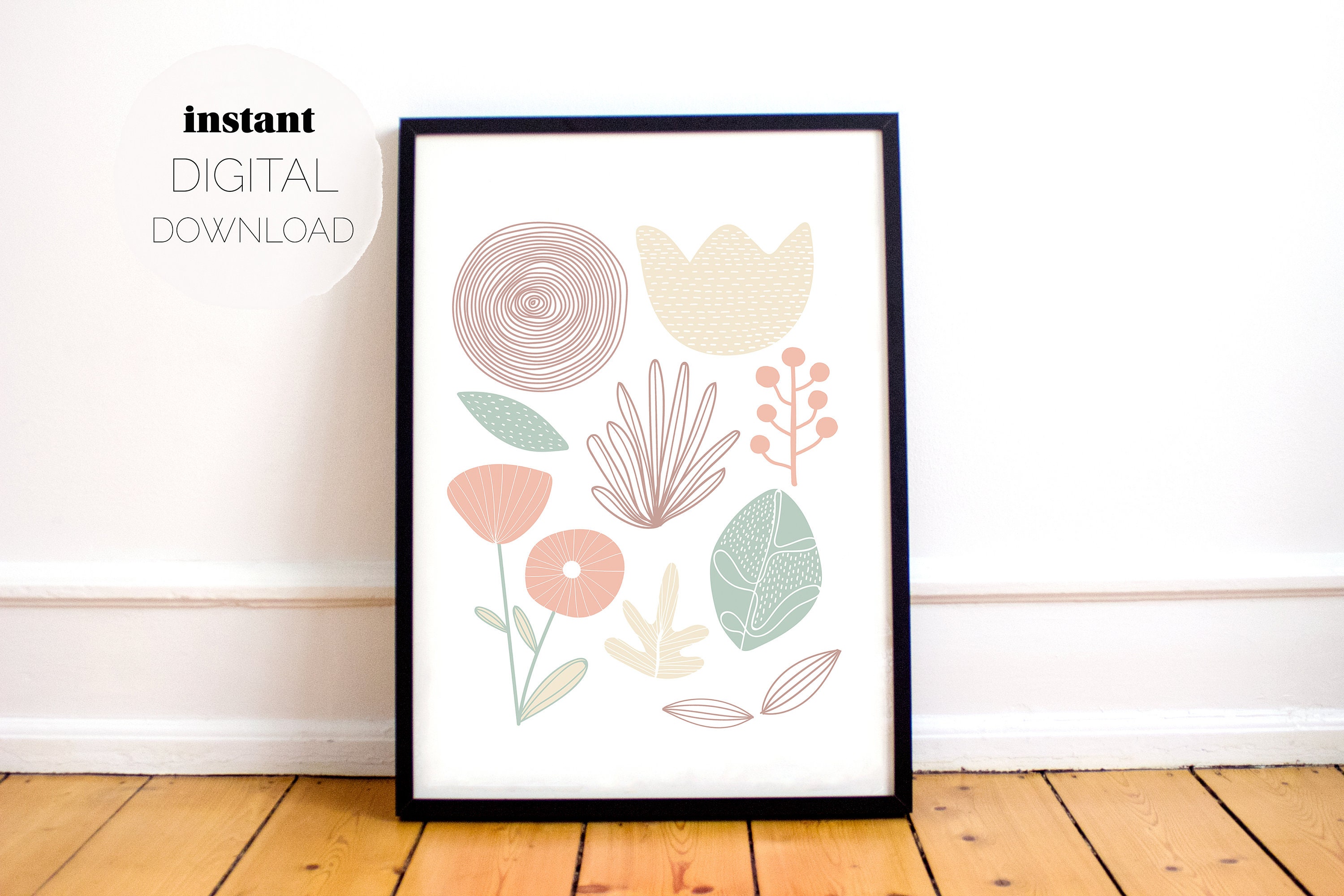 Pastel Scandi Botanical Vertical Print | Digital Download | Printable ...