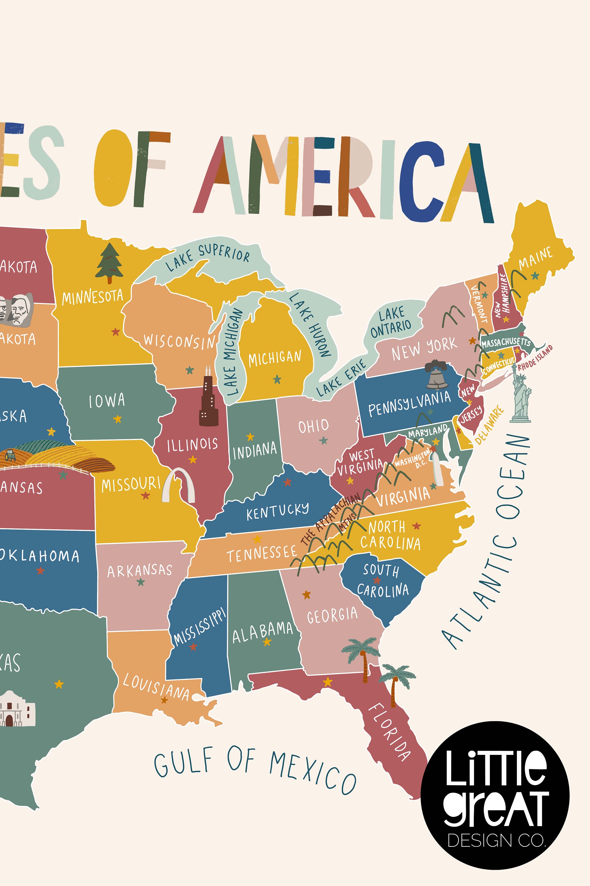 United States of America Illustrated Map Digital Download - Etsy