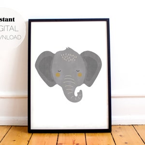 Gray Minimal Elephant Vertical Print | Digital Download | Printable ...