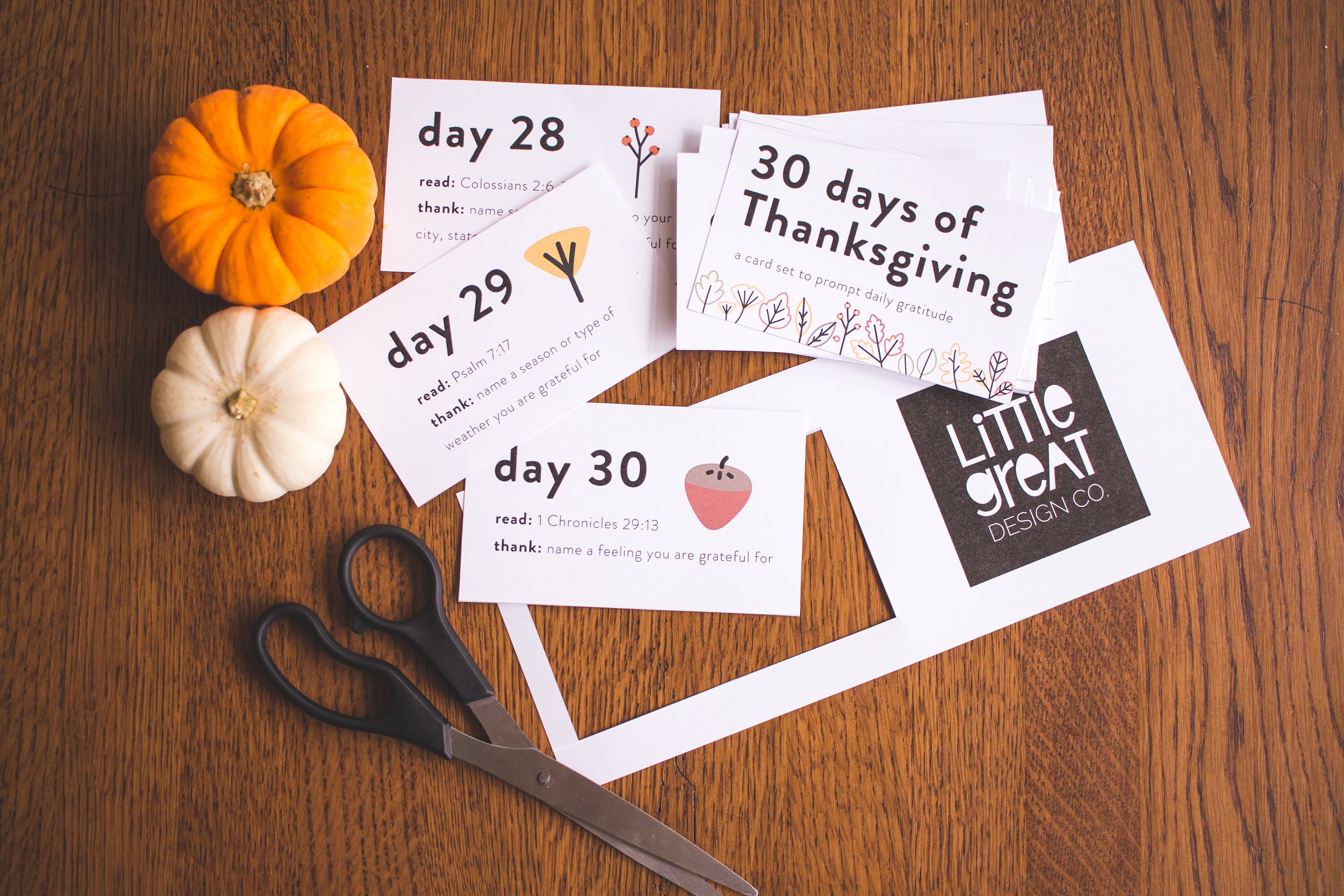 30 Days of Thanksgiving Printable Card Set: Scripture Reference Version ...