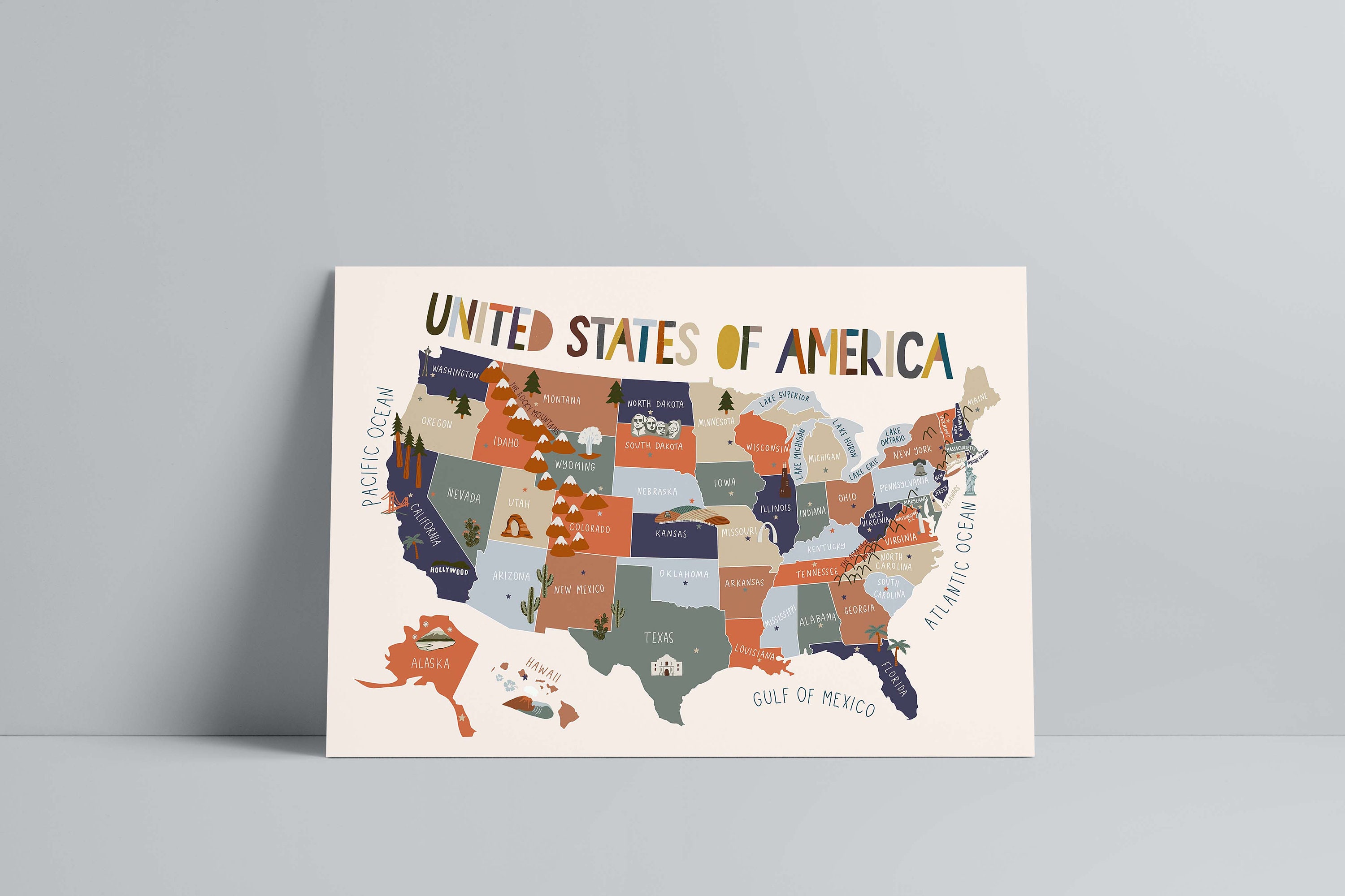 United States of America Illustrated Map Digital Download - Etsy