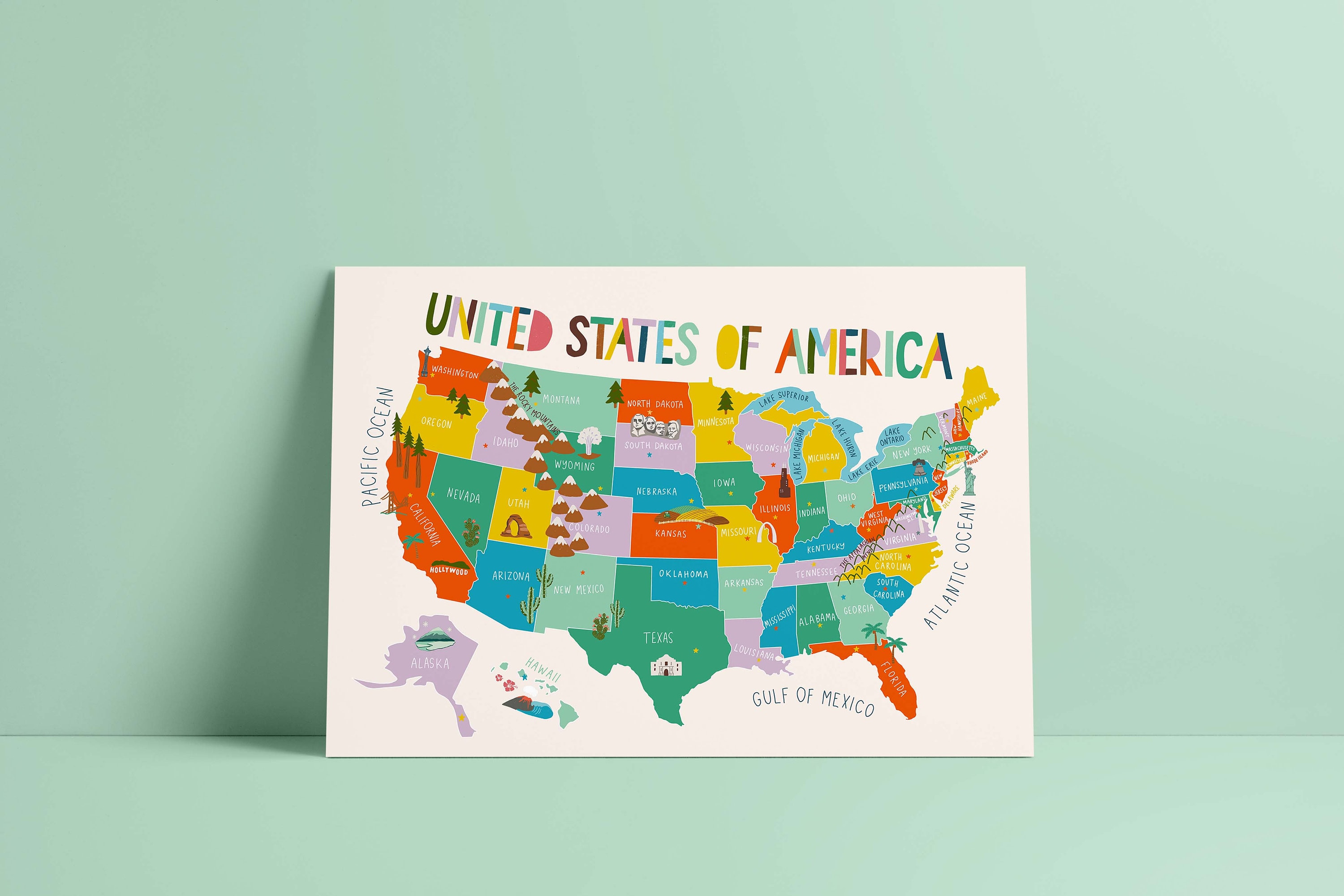 United States of America Illustrated Map Digital Download - Etsy