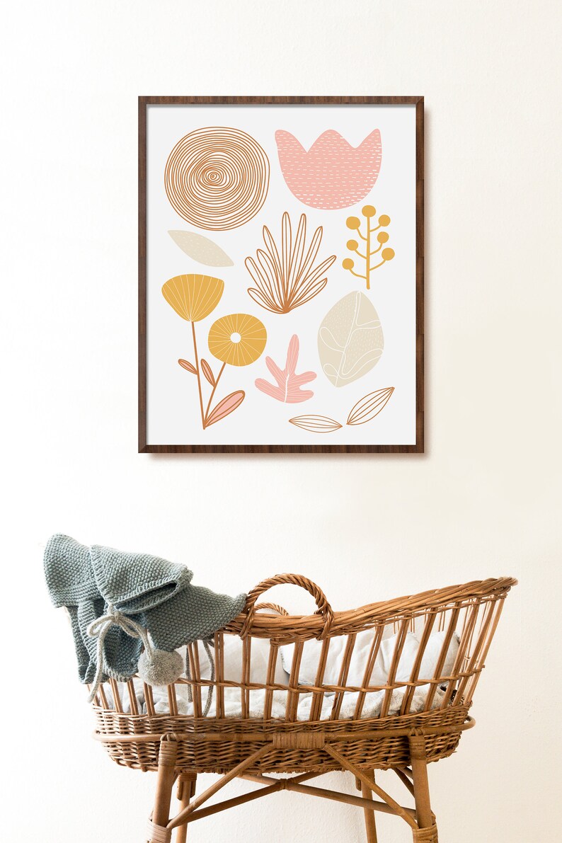 Pink Earth Tones Scandi Botanical Vertical Print Digital - Etsy