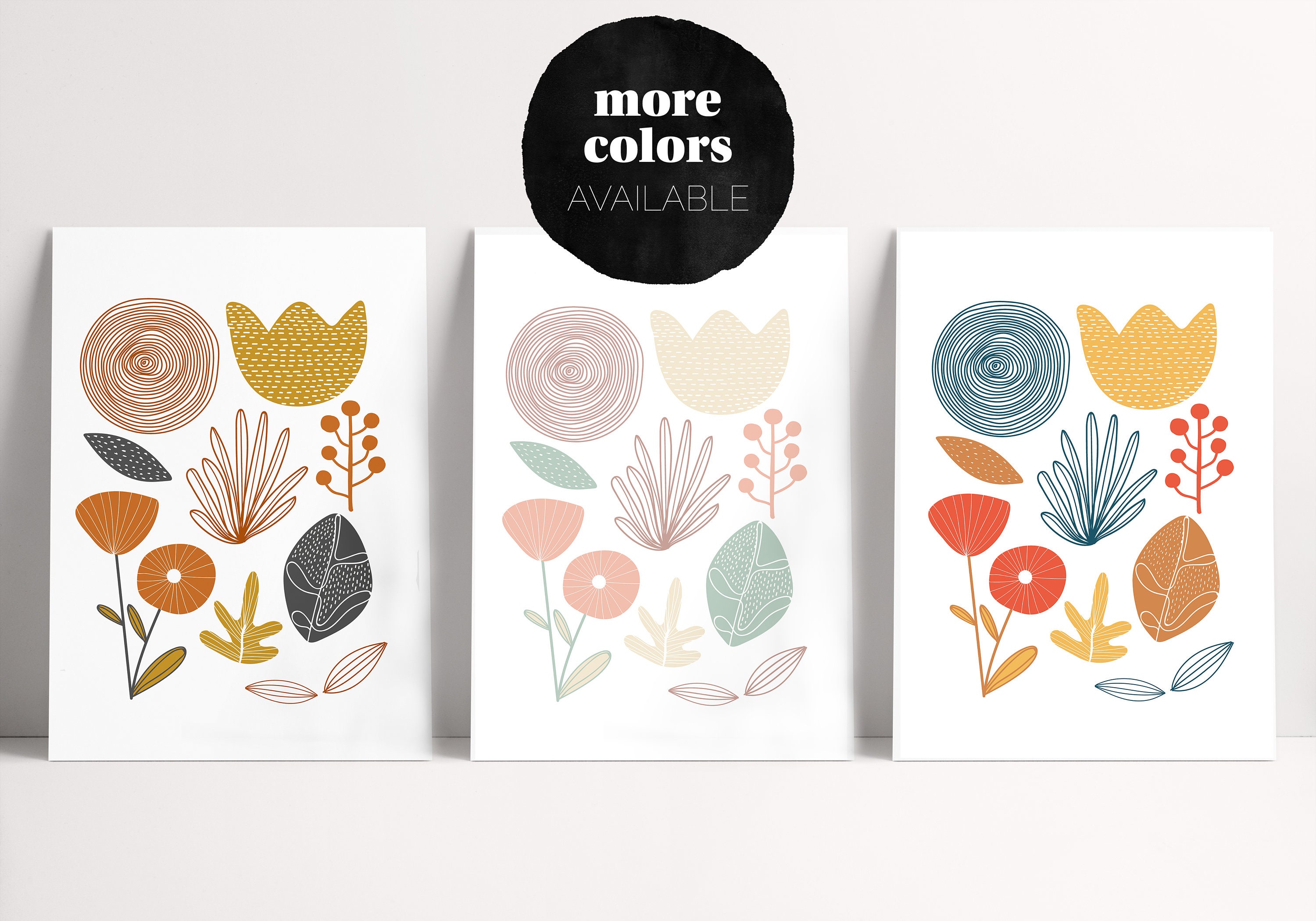 Pink Earth Tones Scandi Botanical Vertical Print Digital | Etsy