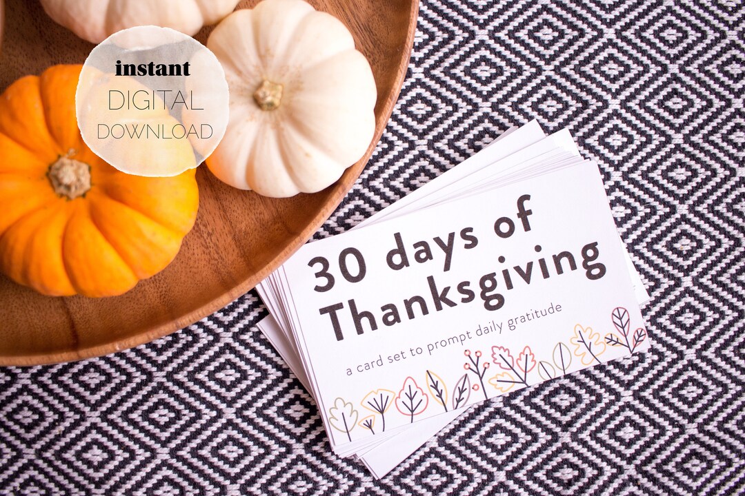 30 Days of Thanksgiving Printable Card Set: Scripture Reference Version ...