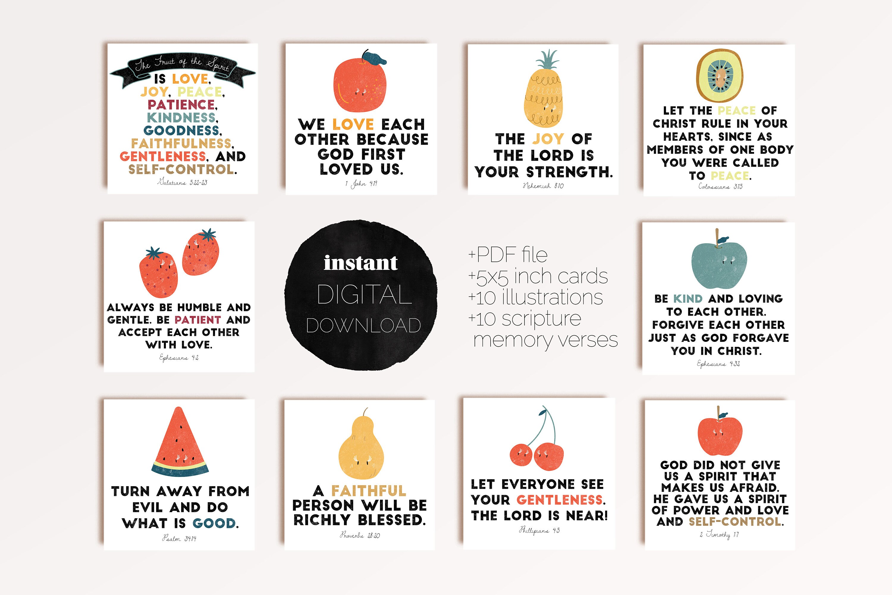 Fruit of the Spirit Scripture Memory Cards DIGITAL DOWNLOAD - Etsy