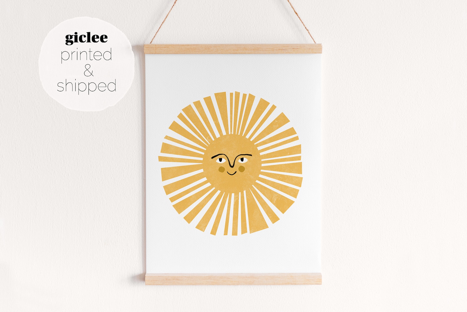 Smiling Sun Giclee Print in 20 Color Options (PRINTED & SHIPPED), Boho ...
