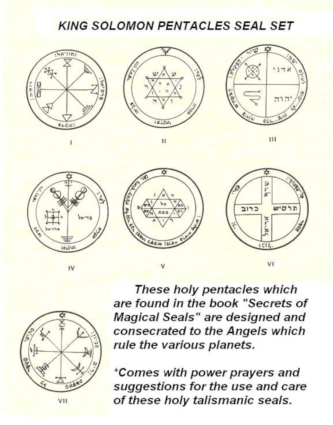 King Solomon Pentacles Planetary Seal Set - 44 Seals (digital PNG ...
