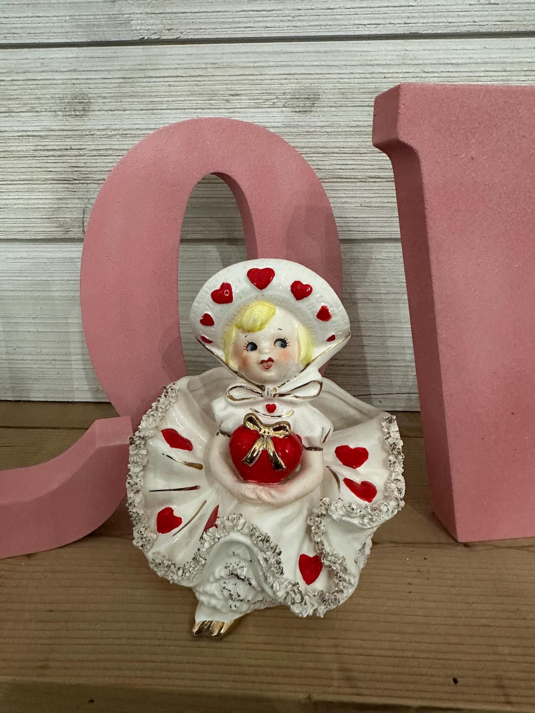 HTF R/B Valentine Girl Planter - Etsy