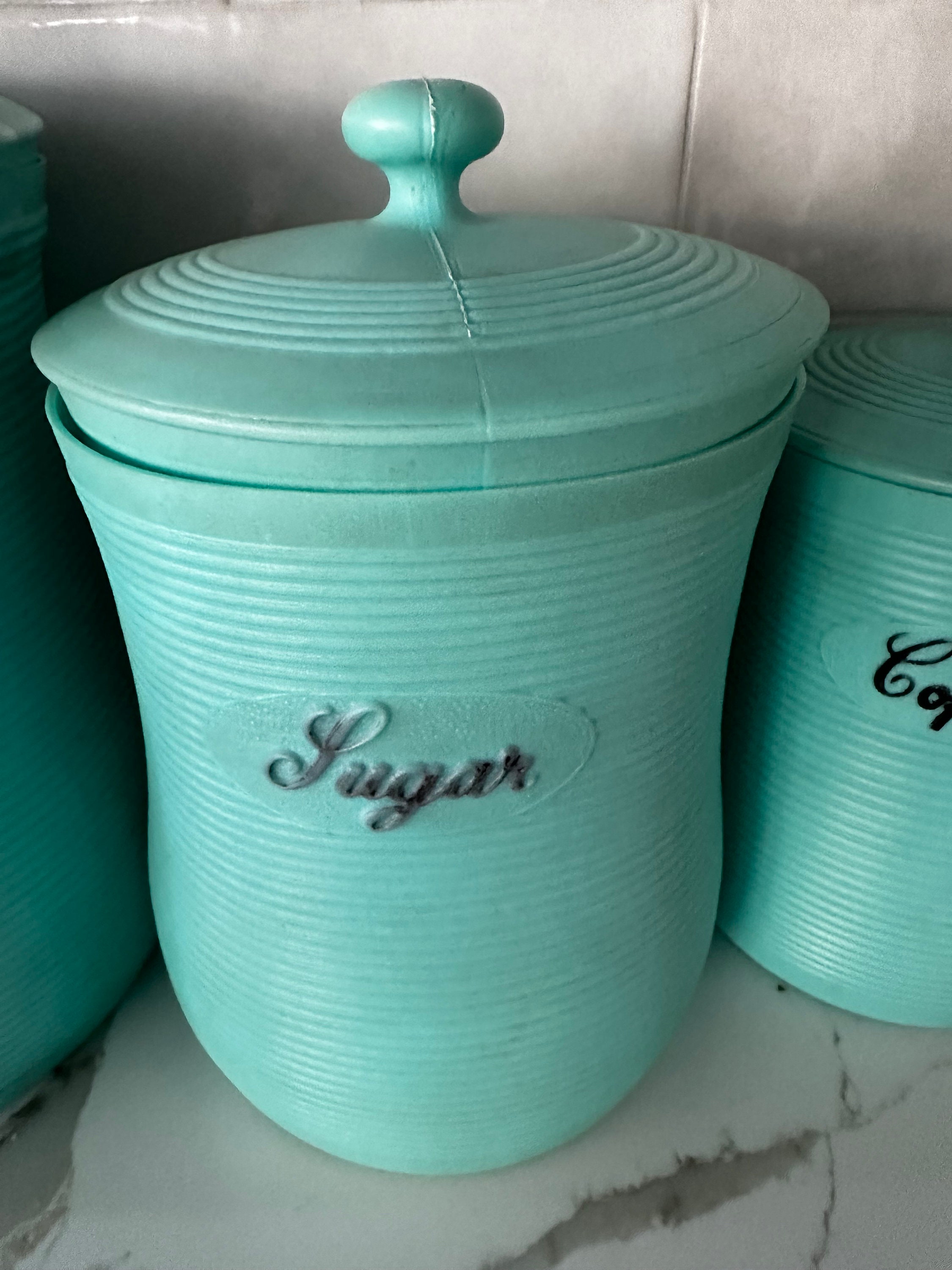 Vintage SPS Turquoise Canister Set - Etsy