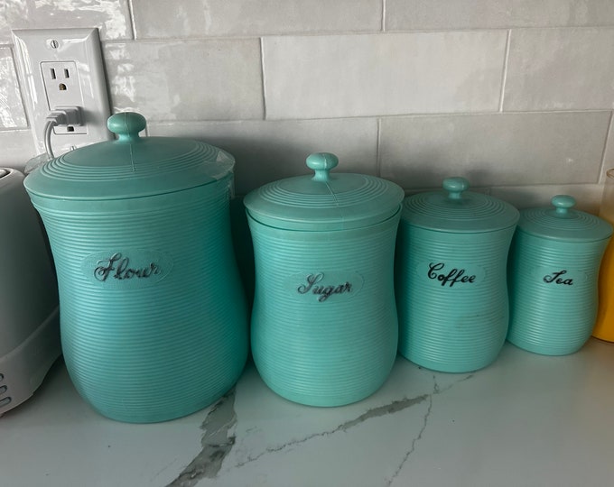Vintage SPS Turquoise Canister Set - Etsy