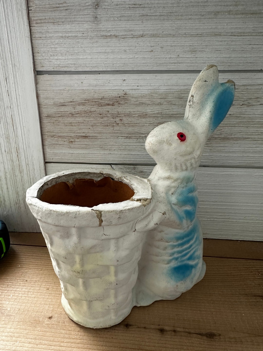 Vintage Paper Mache Blue Bunny Candy Holder - Etsy