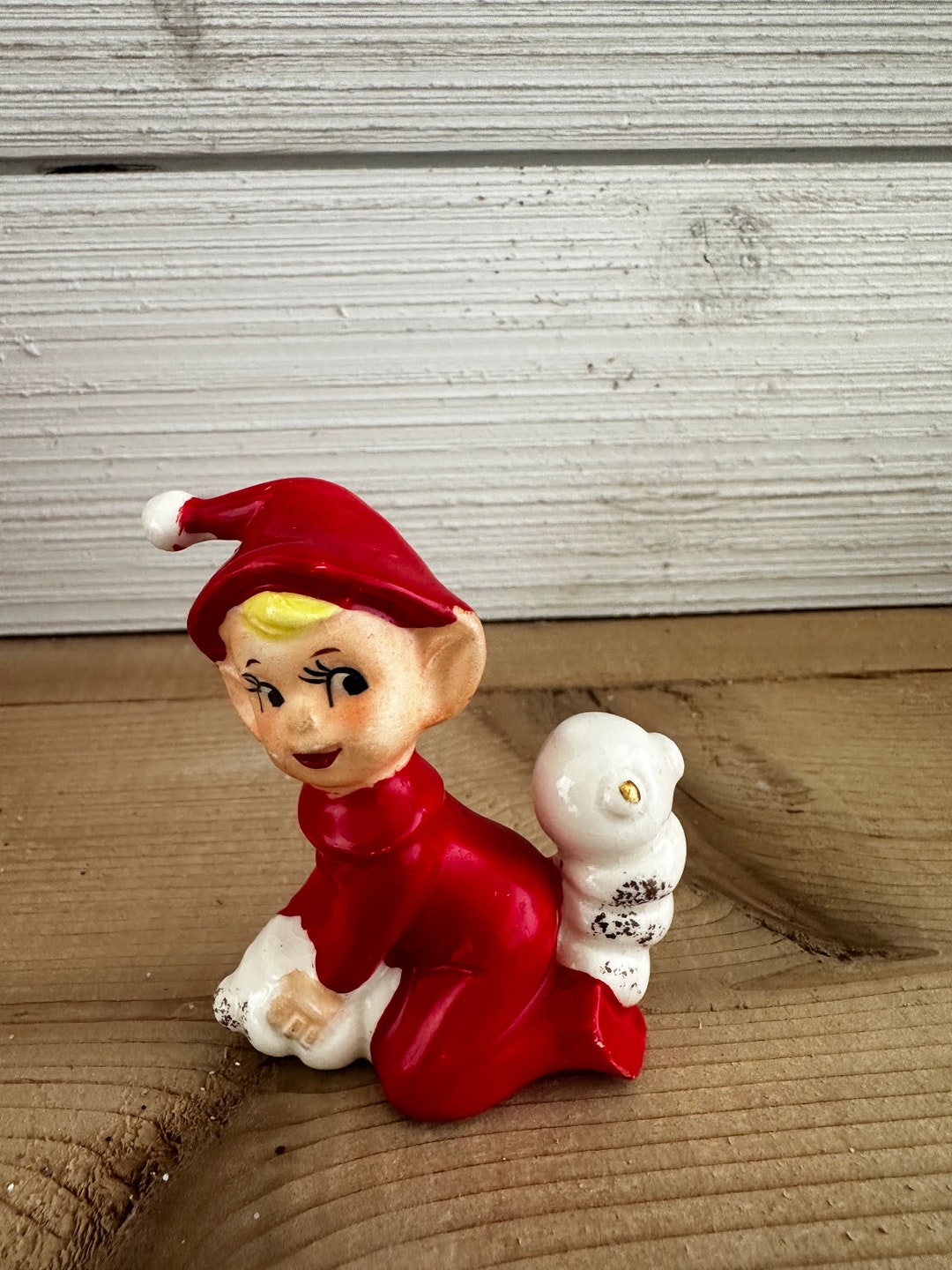 HTF Christmas Pixie Elf Riding Silk Worm Japan - Etsy