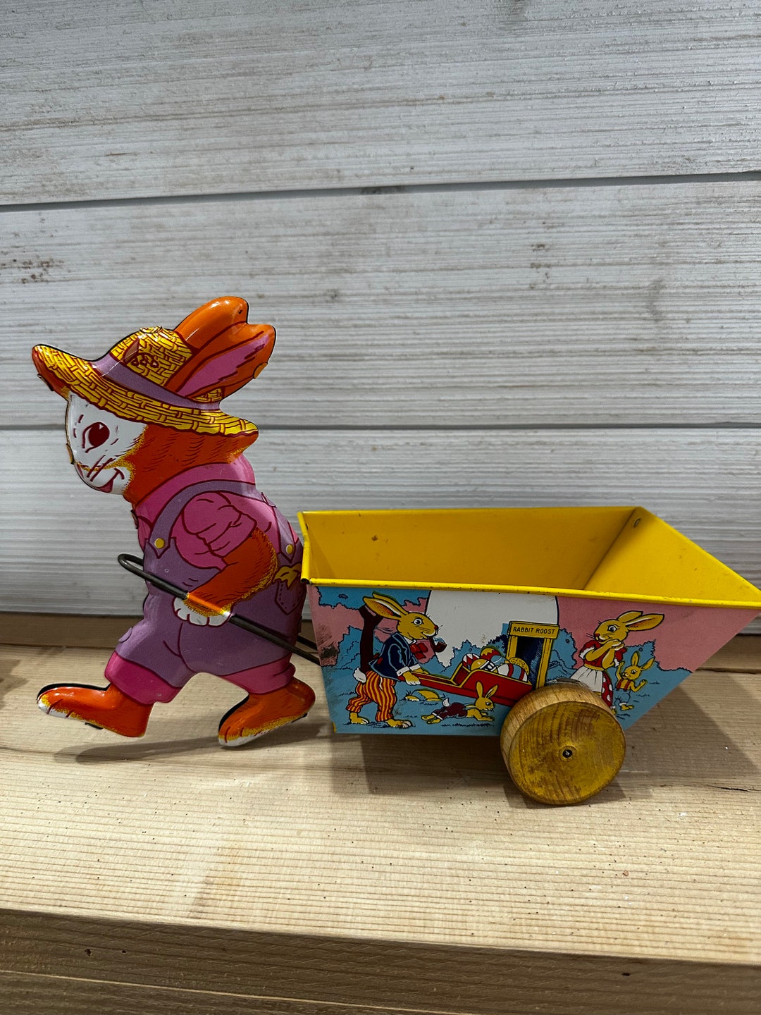 Vintage Chein Tin Litho Bunny Pulling Cart - Etsy