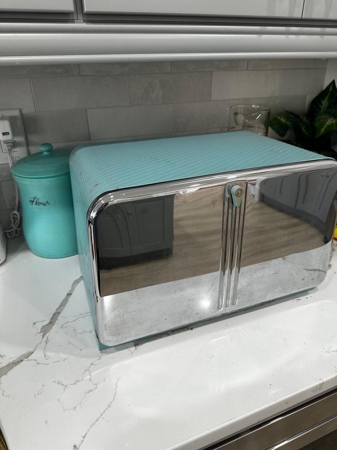 Vintage Lincoln Beautyware Turquoise Bread Box - Etsy