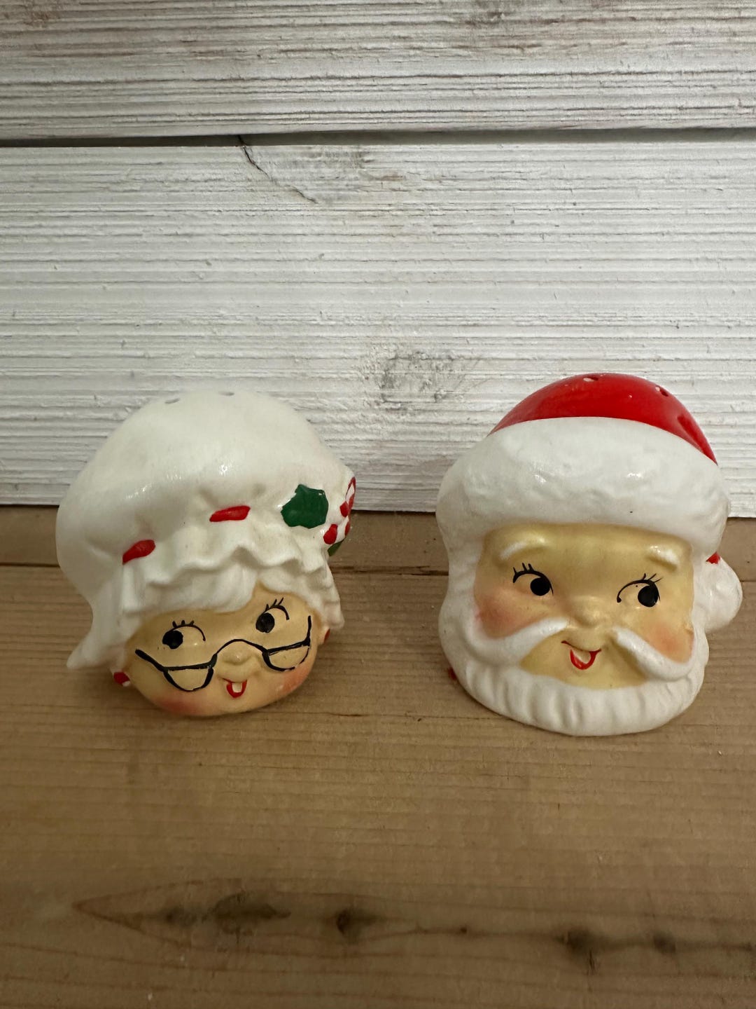 Vintage Mr & Mrs Claus Head Salt and Pepper Shakers - Etsy