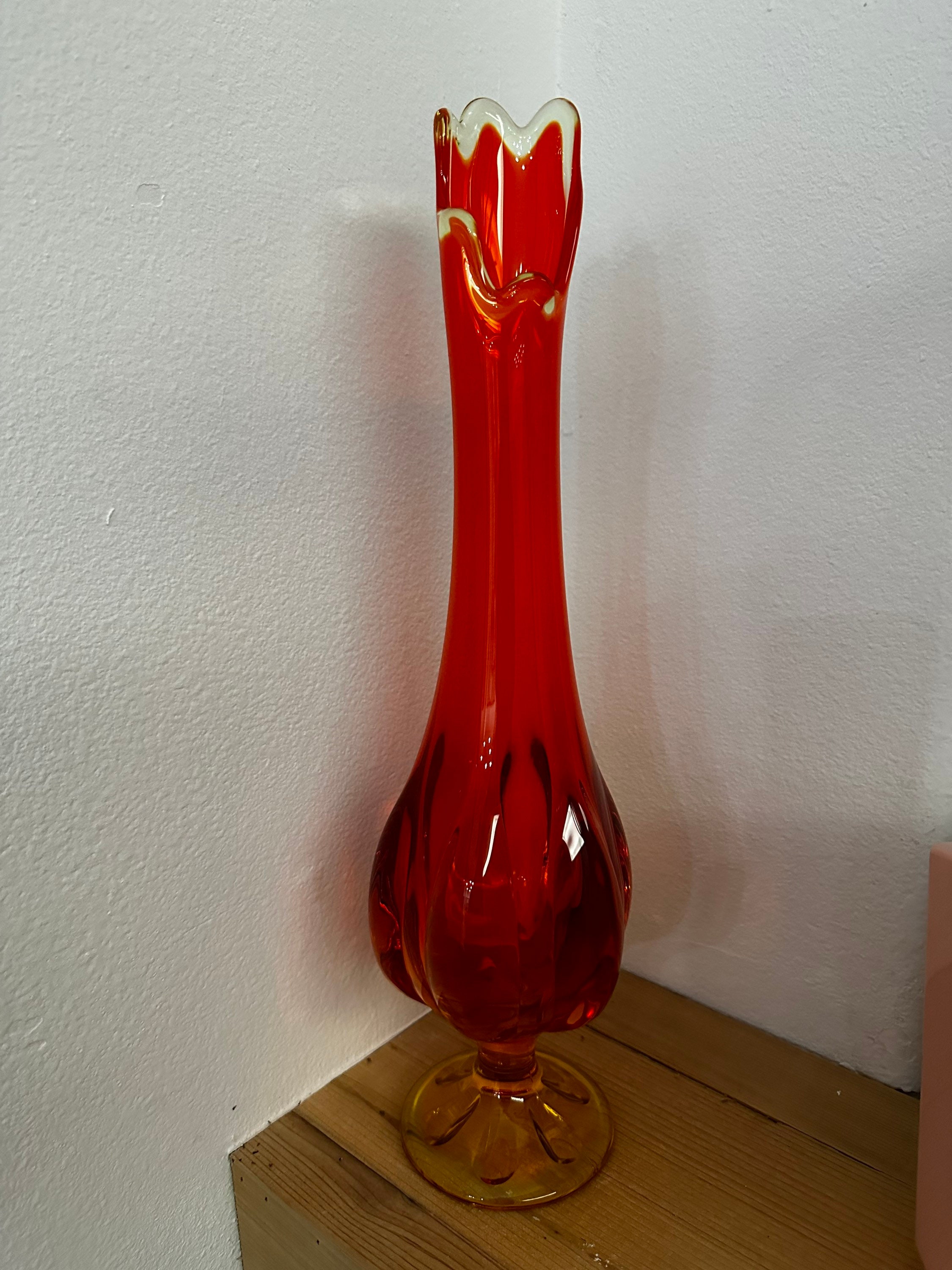 Vintage LE Smith Orange 17 Footed Vase - Etsy