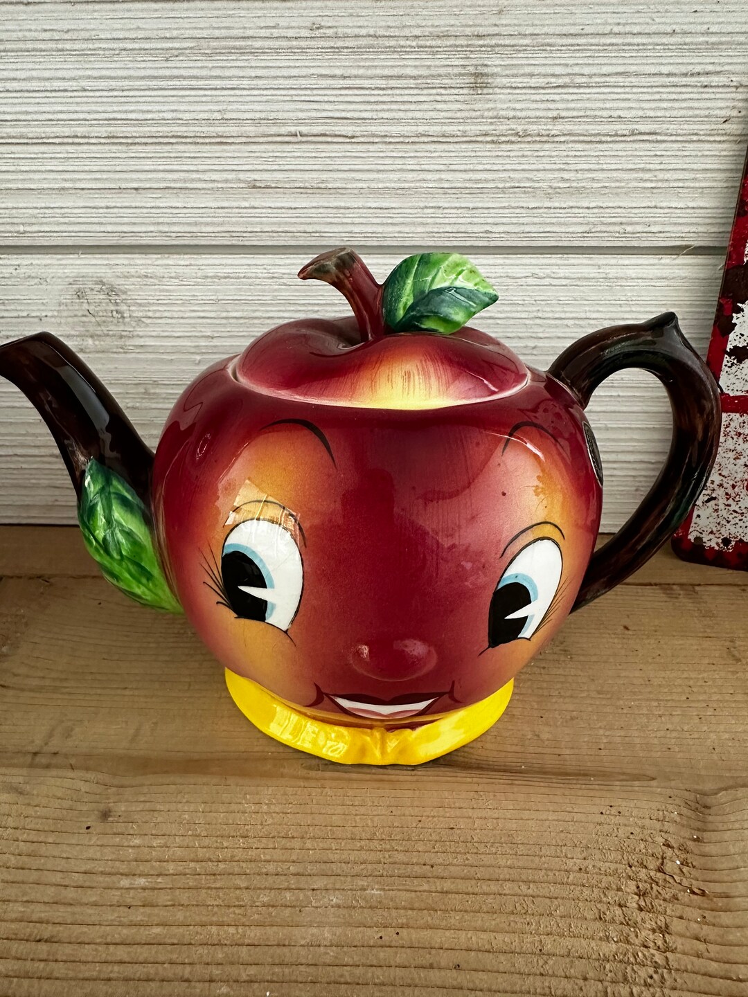 PY Miyao Japan Anthropomorphic Apple Face Teapot Vintage - Etsy