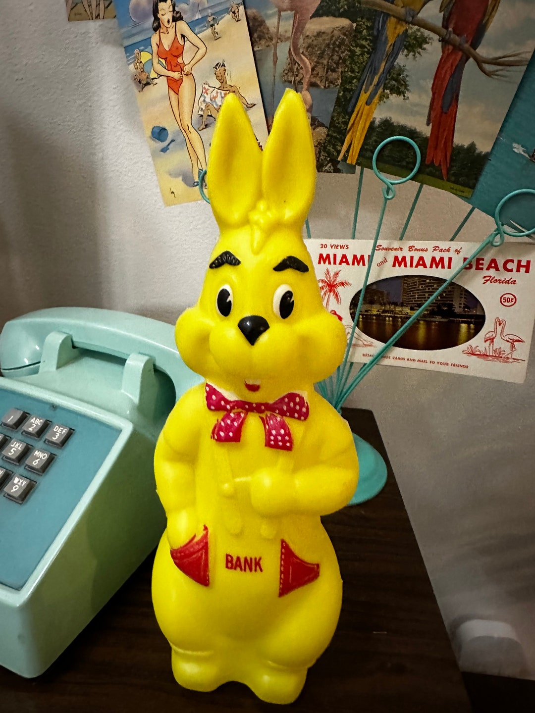 Vintage Blow Mold Bunny Bank - Etsy