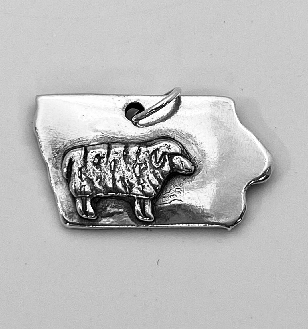 Fine Silver PMC Iowa Necklace Pendant With Sheep - Etsy
