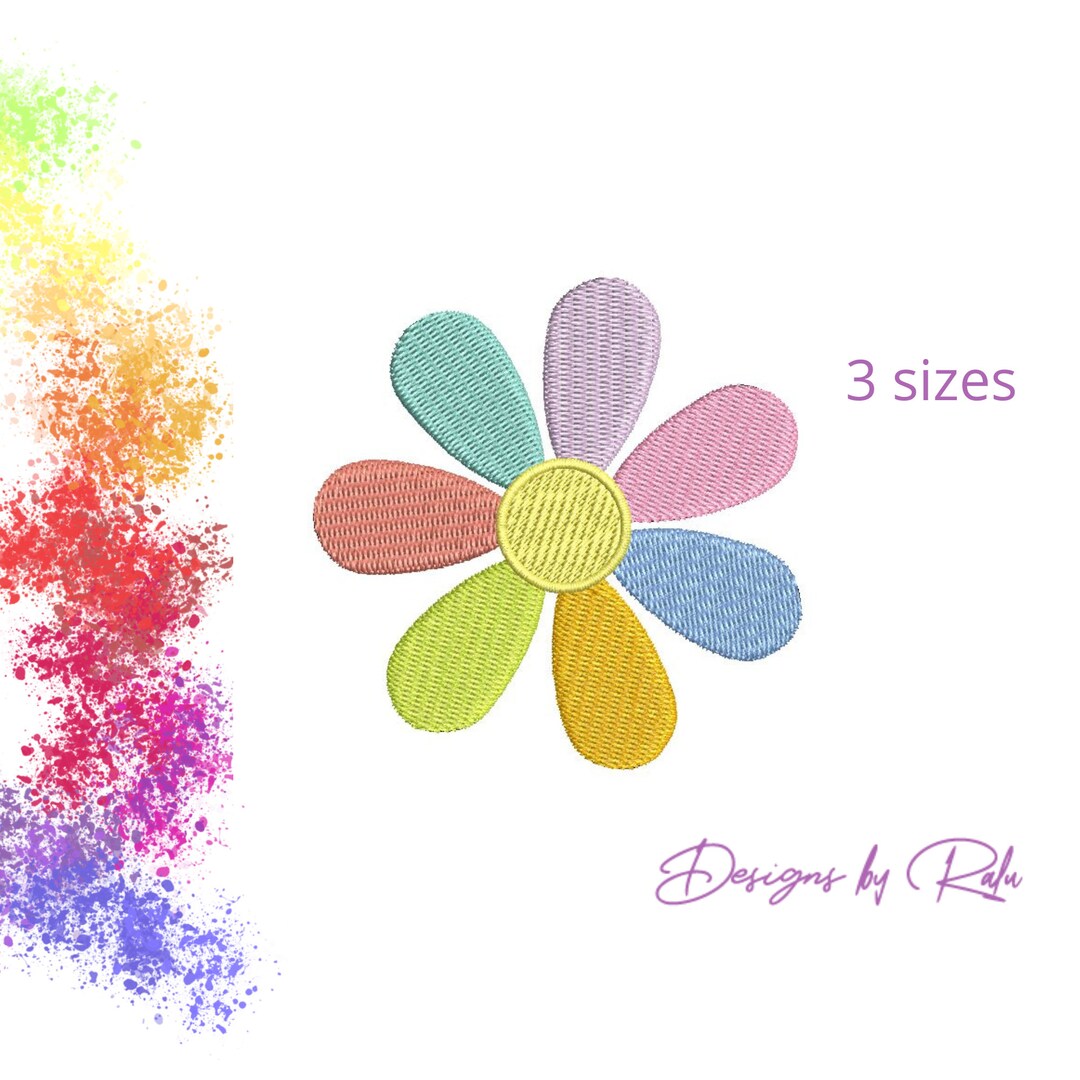 Rainbow Flower Machine Embroidery Design, Flower Embroidery, Floral ...