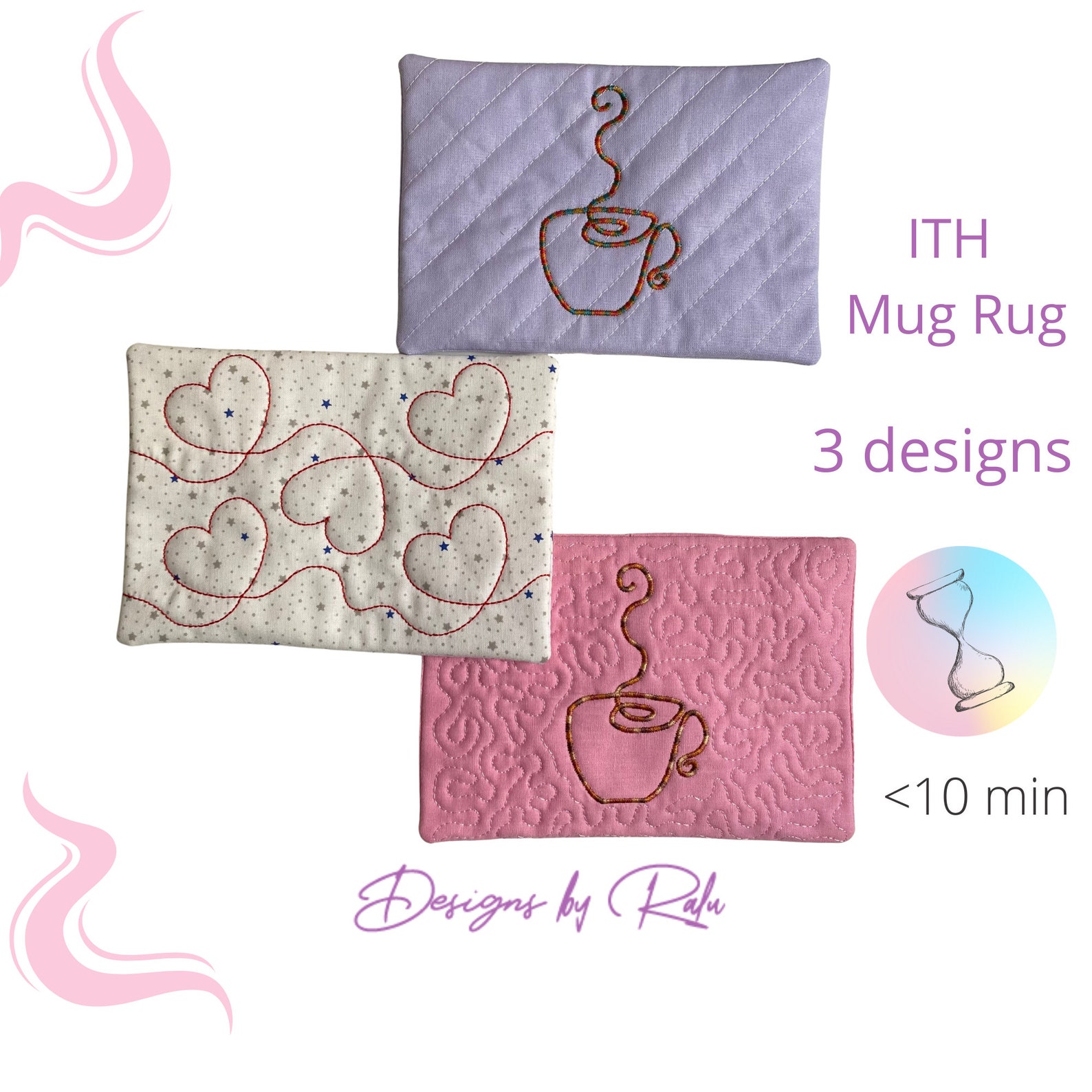 In the Hoop ITH Coffee Mug Rug, Love Mug Rug, Embroidery Digital File ...