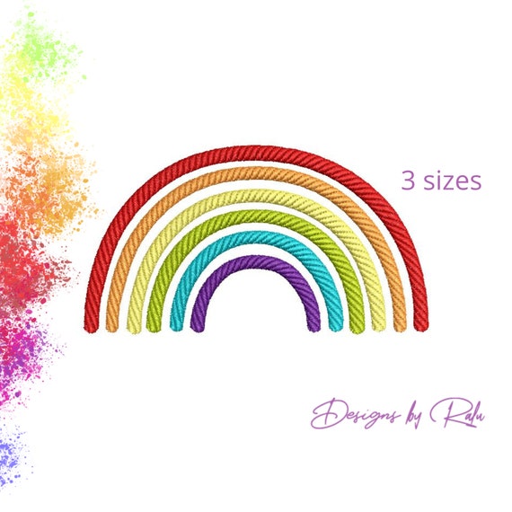 Rainbow Machine Embroidery Design Rainbow Embroidery Rainbow - Etsy